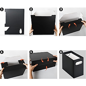 Tunnkit File Organizer, Cardboard File Box for Letter Size Hanging File Folder Storage, Collapsible Hanging File Organizer with Handles for Office/Home/School, Black, 8 Packs