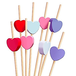 YSSAI 200 Counts Heart Shaped Cocktail Picks Heart Fancy Toothpicks 4.7 Inch Handmade Bamboo Cocktail Skewers Sticks for Valentine's Day Wedding Mother's Day Festival Party Favor Red Pink Purple White