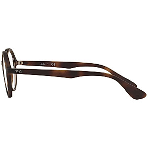 Ray-Ban RX7075 Round Prescription Eyeglass Frames, Rubber Havana/Demo Lens, 49 mm