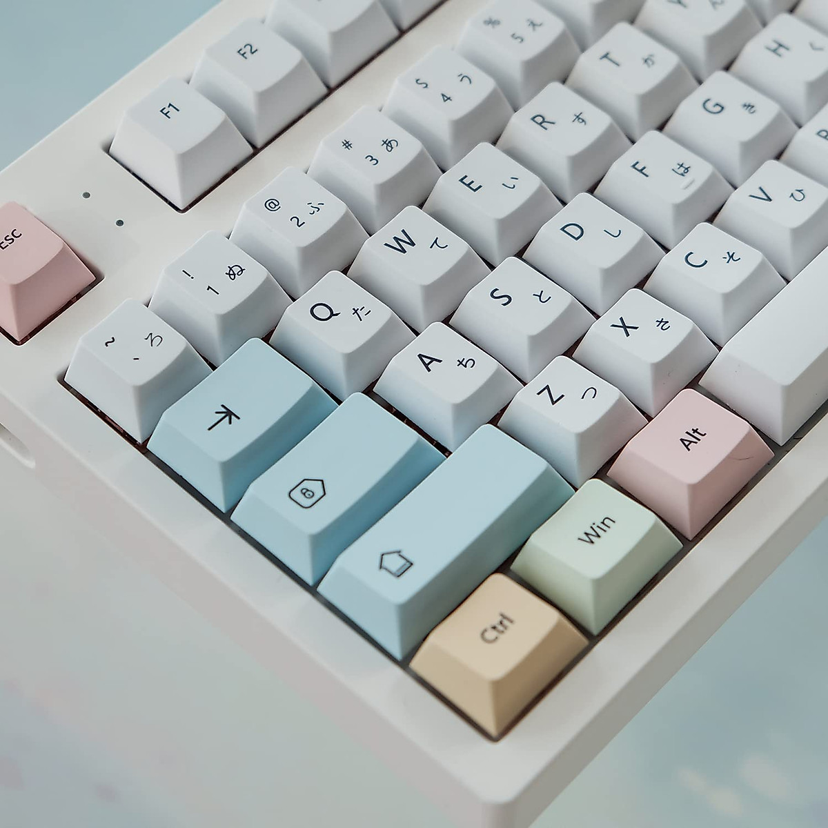 CuXiu Chalk Keycaps 136 Keys PBT Keycap Set for Cherry MX Switches Cherry Profile Japanese Keycaps for Mechanical Keyboard Dye Sub gh60 xd64 xd84 xd96 87 104