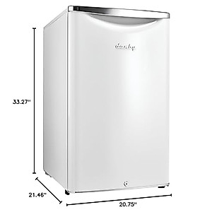 Danby DAR044A6PDB 4.4 Cu.Ft. Mini Fridge, Compact Refrigerator For Bedroom, Living Room, Bar, Dorm, Kitchen, Office, E-Star In Pearl White With Lock
