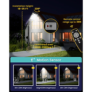 Lovus 3000W LED Solar Street Light Outdoor, 300000LM Commercial Solar Flood Security Light Dusk to Dawn with Motion Sensor, 6000K Solar Parking Lot Lights for Wall, Pole, ST1000-086