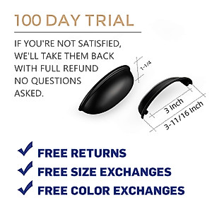 Ravinte 20 Pack 3" Drawer Pulls Flat Black Cabinet Cup Pulls Kitchen Hardware Cabinet Handles Drawer Handles Knobs 3 inch Hole Center