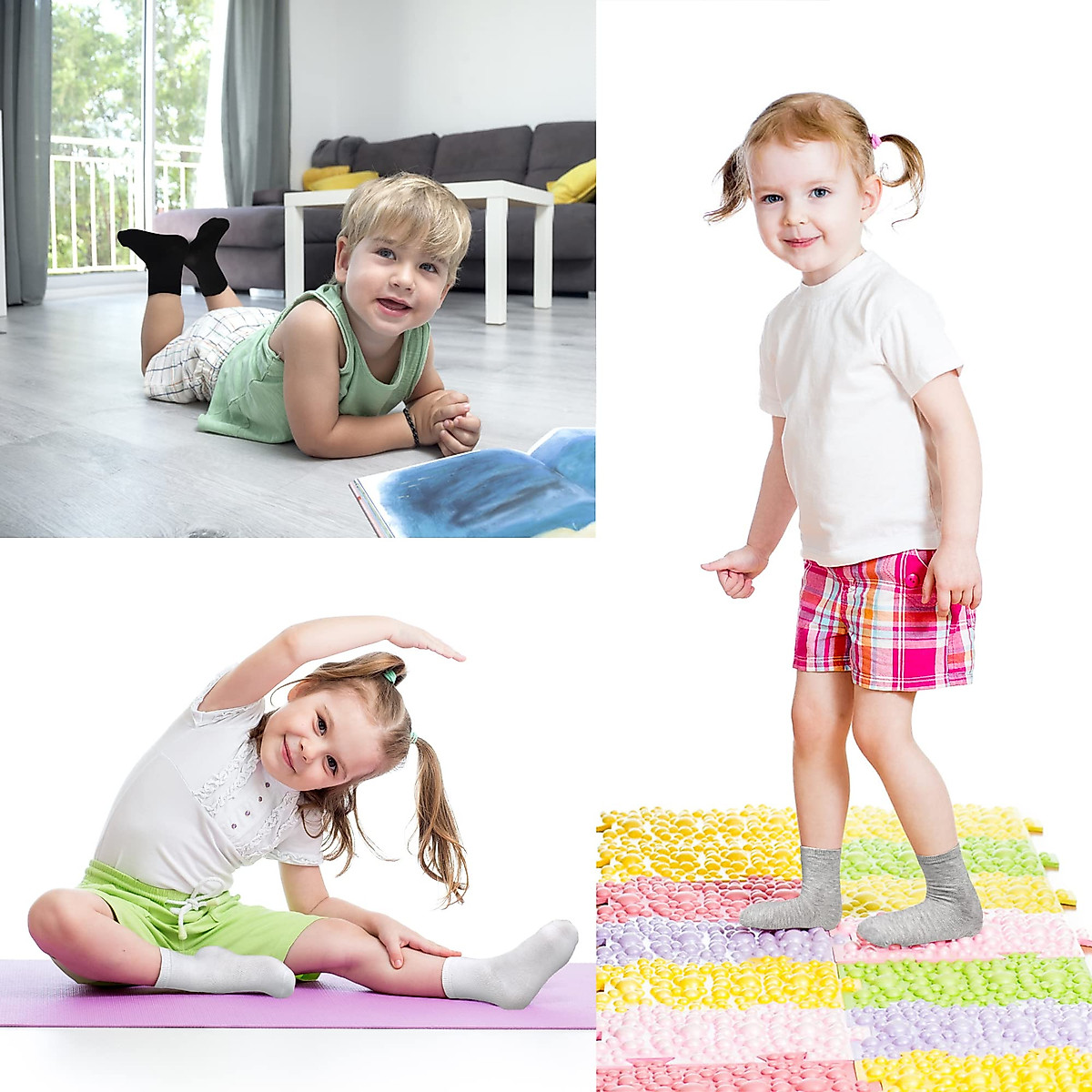 Kids Crew Socks, Mid Cut Socks for Toddler Kids Boys Girls(4-7 Years), 20 Pairs Athletic Mid Calf Socks Multipack