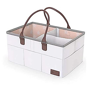 Portable Baby Diaper Toy Caddy Organizer Bin for Nursery Essentials, Car, or On the Go with Handles