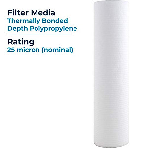 SpiroPure SP-PD25 10x2.5 25 Micron Thermal Bonded Grooved Polypropylene Sediment Water Filter Cartridge PD-25-934 155751-43 (Case of 24)