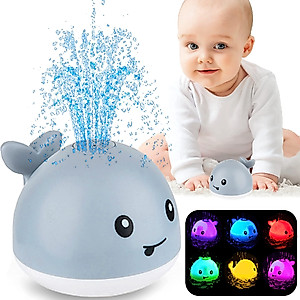 ZHENDUO Baby Bath Toys, Light Up Bath Toys Spray Water Bath Toy, Sprinkler Bathtub Toys for Toddlers Kids Boys Girls, Pool Bathroom Toy for Baby,Christmas Baby Toys