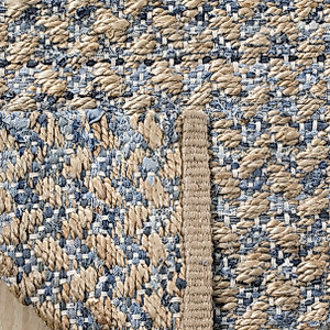 SAFAVIEH Cape Cod Collection Area Rug - 8' x 10', Blue & Natural, Handmade Boho Braided Jute, Ideal for High Traffic Areas in Living Room, Bedroom (CAP305M)