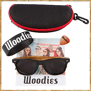 Woodies Zebra Wood Classic Black Sunglasses for Men and Women | Dark Polarized Lenses | 100% UVA/UVB Protection