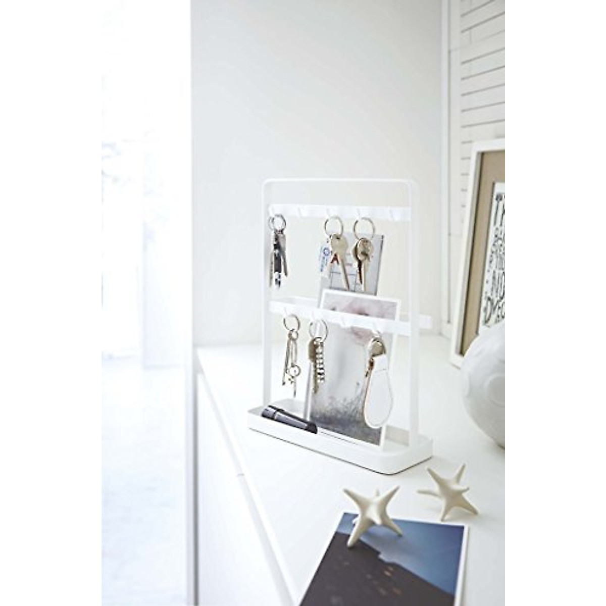 Yamazaki Stand Home Rack-Modern Hook Organizer Stand | Steel | Key Storage, One Size, White