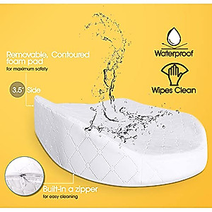 Baby Changing Basket with Contoured Foam Pad - Wipeable Waterproof Cover - Changing Pad Topper for Dresser/Table, Living Room, Portable, Moses Basket, Gray, J&JOO… (Gray)