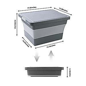 Beinilai Collapsible Storage Bins with lids,26 Qt Plastic Storage Bin Containers Tote Organizing with Secure Buckles，Suitable for Family Outdoor Multi-scene (Dark Gray)