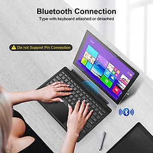 TOMSENN Surface Pro 6 / Surface Pro 5 (Pro 2017) / Pro 4 / Pro 3 Type Cover, Lightweight Slim Wireless Bluetooth Keyboard Two Button Trackpad Built-in Rechargeable Battery, Gray