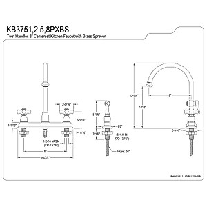 Kingston Brass KB3758PXBS Restoration Deck Mount Kitchen Faucet with Brass Sprayer, 8-1/2", Brass/Antique Brass