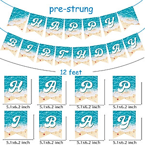 Beach Birthday Banner Garland Decorations for Hawaiian Aloha Luau Beach Pool Barbecue Party Beach Ball Happy Birthday Party Favor Supplies