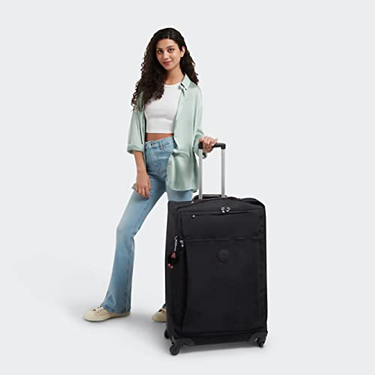 Kipling Women's Darcey Large 29-Inch Softside Checked Rolling Luggage, 360 Degree Spinning Wheels, Black Tonal, 19.25''L x 29''H x 11.5''D