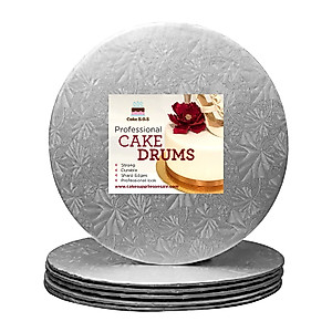 6 inch Silver Round Thin Sturdy Cake Board Drums for Displaying Cakes, 1/4 inch Thick, 6 Count