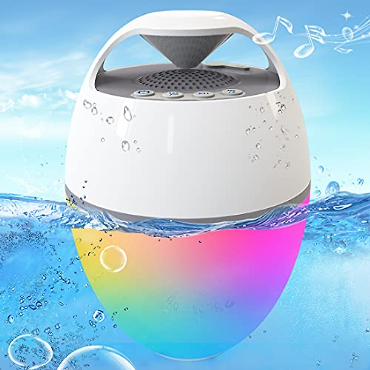 Blufree Pool Speaker with Lights,Bluetooth Portable Speaker IP67 Waterproof Hot Tub Speaker,Louder Volume,Rich Bass, Mic, 82ft Wireless Range Floating Speaker for Outdoor Pool Sports Home Party Shower