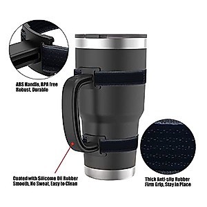 YOUCOX 11 Colors Anti-Slip Adjustable Tumbler Cup Handle Fit 20 Oz to 44 Oz of YETI, RTIC, Ozark Trail, Simple Modern, SIC, SUNWILL, Tervis and More Brand Travel Tumbler Cup Mug NO Brand Limitid Black