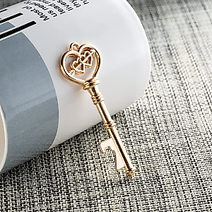 50 PCS Key Bottle Openers,Wedding Favors,Gifts,Decorations or Souvenirs for guests Bulk,Bridal Shower Party Favors with Card Tag (Gold)