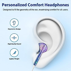 Aolcev Wired Earbuds for iPhone, Earphones with A Button for Full Control of Music and Calls, in-Ear Headphones Compatible with iPhone 14 13/12/11/Xr/Xs/Se/X/8/7/Plus Support All iOS System Purple