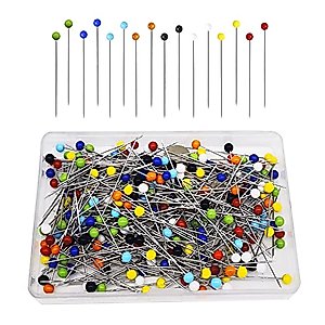 Urmspst Sewing Pins, 250PCS Straight Pins 1.5 in Quilting Pins with Colored Ball Glass Head for Fabric, Jewelry DIY, Craft and Sewing Project(Corlorful)