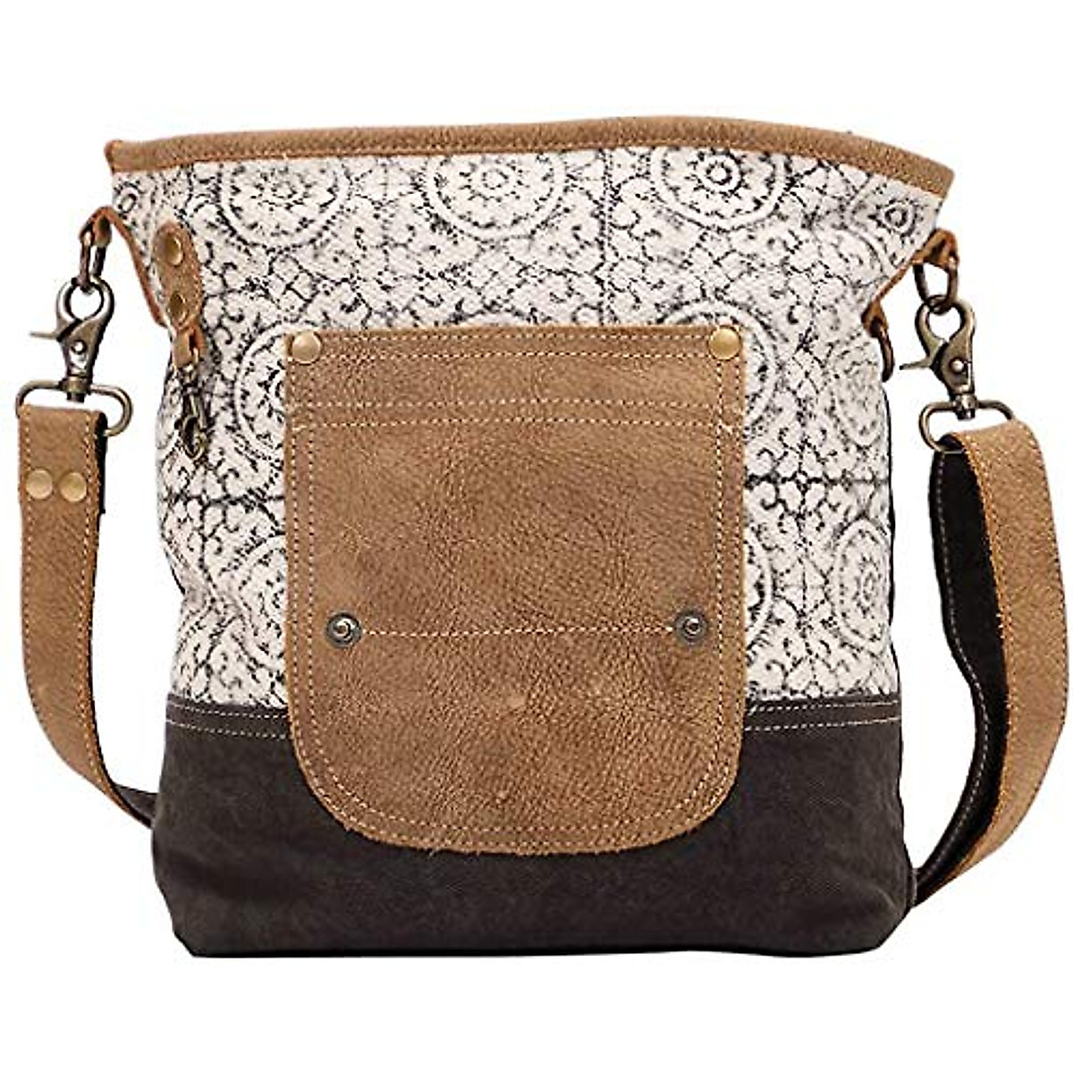 Myra Bag Pivot Upcycled Canvas & Leather Shoulder Bag S-1445