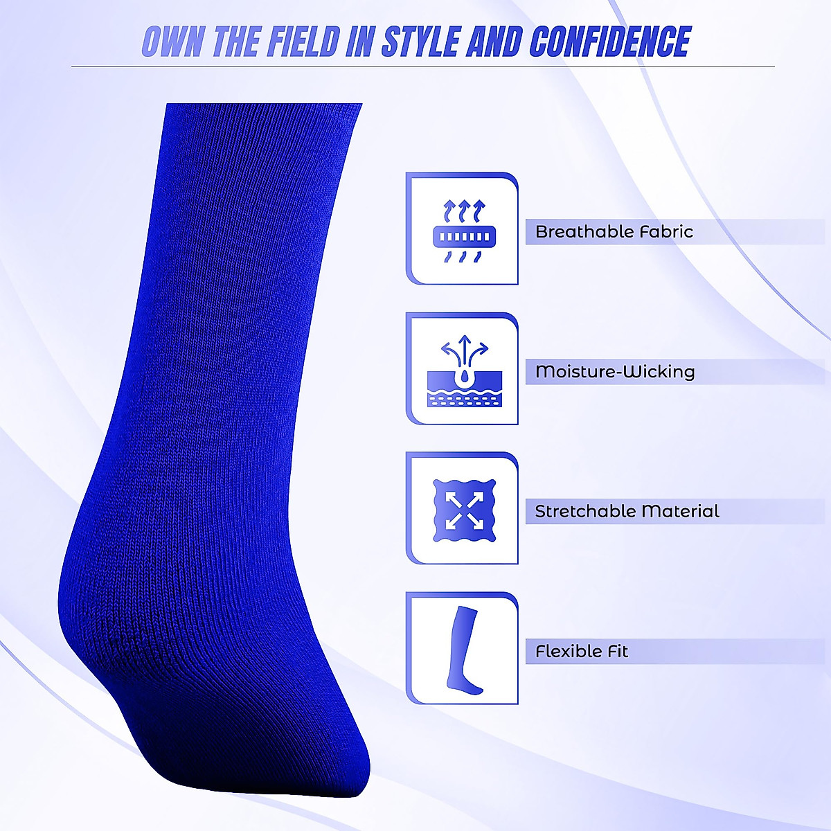 Vizari League Soccer Sock - Royal, Youth Size
