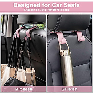 LivTee Car Seat Headrest Hook, Auto Seat Hook Hangers Storage Organizer Interior Accessories for Purse Coats Umbrellas Grocery Bags Handbag, 4-Pack - Pink