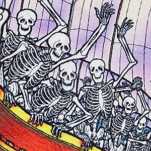 Liquid Blue Men's Grateful Dead Ship of Fools Warm Coral Fleece Throw Blanket, Multicolor, 50" X 60"