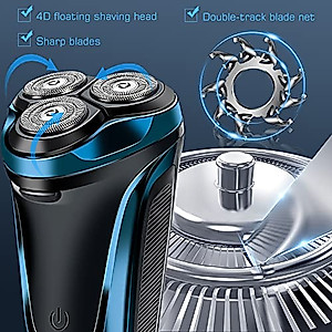 Electric Shaver for Men USB Rechargeable Cordless Rotary Razor LCD Display Pop-up Sideburn Trimmer IPX7 Waterproof Wet Dry Shaver for Beard Face Hair 100-240V Worldwide Travel Gift for Him