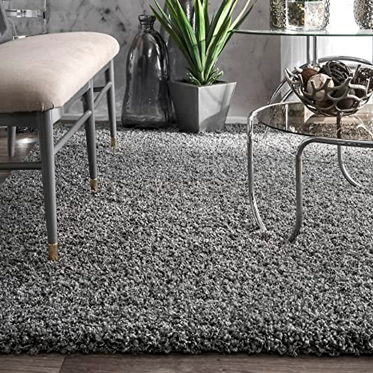 nuLOOM Marleen Contemporary Shag Area Rug, 4' x 6', Grey