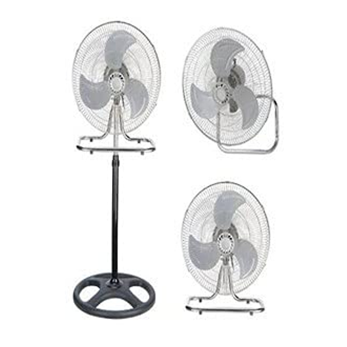 PrimeTrendz 3 in 1 (Stand + Desk + Wall Fan) High Velocity 18 Inch Industrial Grade Floor Stand Mount Oscillating Blower Fan (3 Blade)