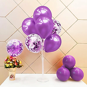 ZJDHPTY Purple Balloon Stand Centerpiece Table Decorations for Birthday Bridal Shower Wedding Engagement Mother's Day Graduation Halloween Party Decorations(Purple set4)