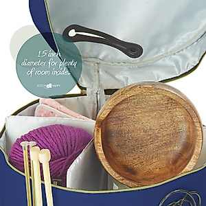 Stitch Happy XL Knitting Bag (Navy): 7 Pocket Yarn Bag, Crochet Bag, Yarn Storage, Crochet Storage