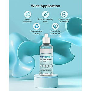 WOKOK Printer Cleaning Kit | Printhead Cleaning Kit | for Inkjet Printers HP/Brother/Epson/Canon WF-7710 WF-3640 7620 8600 8610 8620 WF-2750 WF-2650 ET-2750 ET-2650 C88 Liquid Printers Nozzle（100ml）
