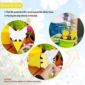 LFSYS 64 Pcs Sticky Traps for gnat, Yellow Stick Traps for Plants, Fungas gnat Traps Double Side with Shovel, Indoor Safe for Gnat, Fruit Fly, White Fly, Aphid, Leaf Miner