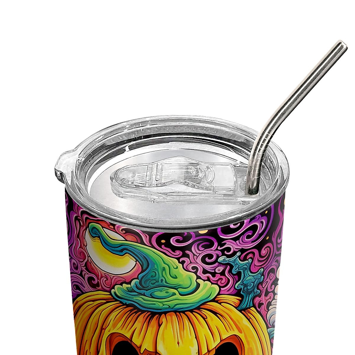 ORCAE 20oz Halloween Pumpkin Ghost Tumbler, Boo Boo Ghost, Trick or Treat, Halloween Gifts, Coffee Thermos, Stainless Steel Double Wall Vacuum Insulated Coffee Mug, Travel Cup with Lid - H