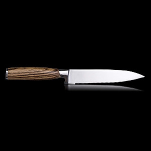 Schmidt Brothers - Zebra Wood 6" Serrated Utility Knife, High-Carbon German Stainless Steel Mulitpurpose Kitchen Cutlery