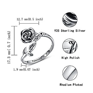 MANBU Rose Cremation Urn Jewelry for Ashes - 925 Sterling Silver Memorial Keepsake Ring Bracelet Necklace Gift for Women, Bereavement Gift for A Loss Of the Loved One (ring 1)