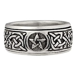 Moonlight Mysteries Silver Celtic Knot Pentacle Spinner Worry Ring for men or women (sz 4-15) sz 10