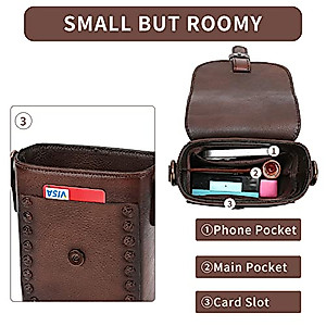 Montana West Crossbody Handbag Genuine Leather Shoulder Bag Mini Vintage Cell Phone Purse for Women Dark Brown MWG02-9062_CF