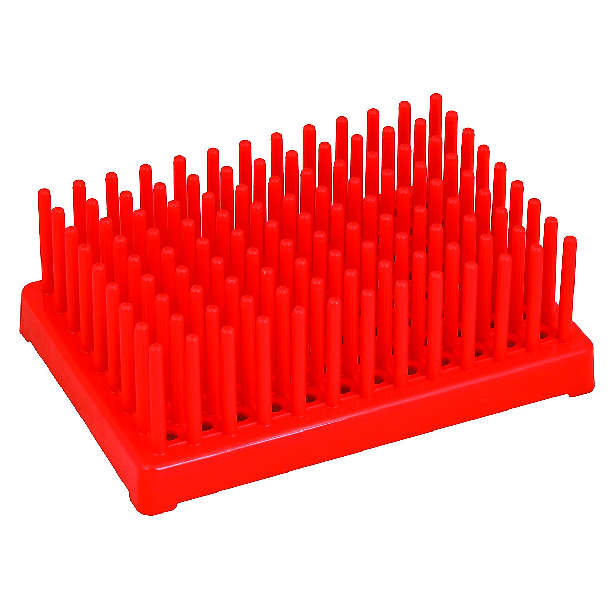 EISCO (Pack of 2) Red Plastic Test Tube Peg Drying Rack Holds 96 13mm Test Tubes