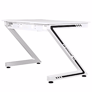 AKRacing Sierra Gaming Desk Large White Surface, Sturdy Metal Frame, Cable Management, and XL Gaming Mousepad Included, (AK-Sierra)