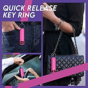 AIMHUNTER Pepper Spray Max Police Strength OC Pepper Spray Pepper Spray with Quick Release for Easy Access Self Defense Finger Grip for Accurate Aim 10-Foot (3M) Range 25 Bursts (Pink)