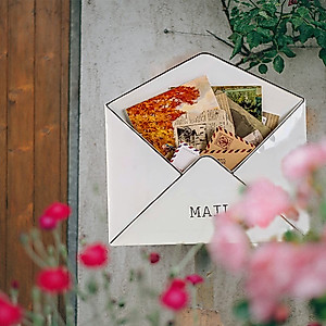 SOFFEE DESIGN Wall Mount Metal Mail Holder Envelope Shape Mail Organizer for Storage Postcard, Mail, Newspaper, Letter, Bill, Magazine, Home Office Wall Decor Hanging Letter Basket Mailbox - White