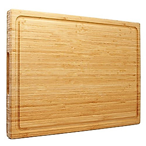 Extra Large XXXL Bamboo Cutting Board 24 x16 Inch,Largest Wooden Butcher Block for Turkey, Meat, Vegetables, BBQ, Over the Sink Chopping Board with Handle and Juice Groove