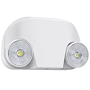 SASELUX Led Emergency Light with Remote Capable, Adjustable LED Lamp Heads Exit Lighting, Backup Battery White Emergency Lights, 120V-277V Dual Voltage, UL Certified (1 Pack)