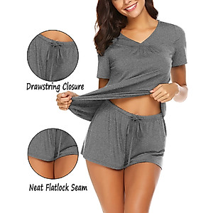 Avidlove Women's Shorts Pajama Set Short Sleeve Sleepwear Nightwear PJS S-XXL,Grey,Large