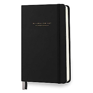 Minimalism Art, Premium Hard Cover Notebook Journal, X-Large Size, Master A4 8.3" x 11.4", 186 Numbered Pages, Gusseted Pocket, Ribbon Bookmark, Extra Thick Ink-Proof Paper 120gsm (Plain, Black)